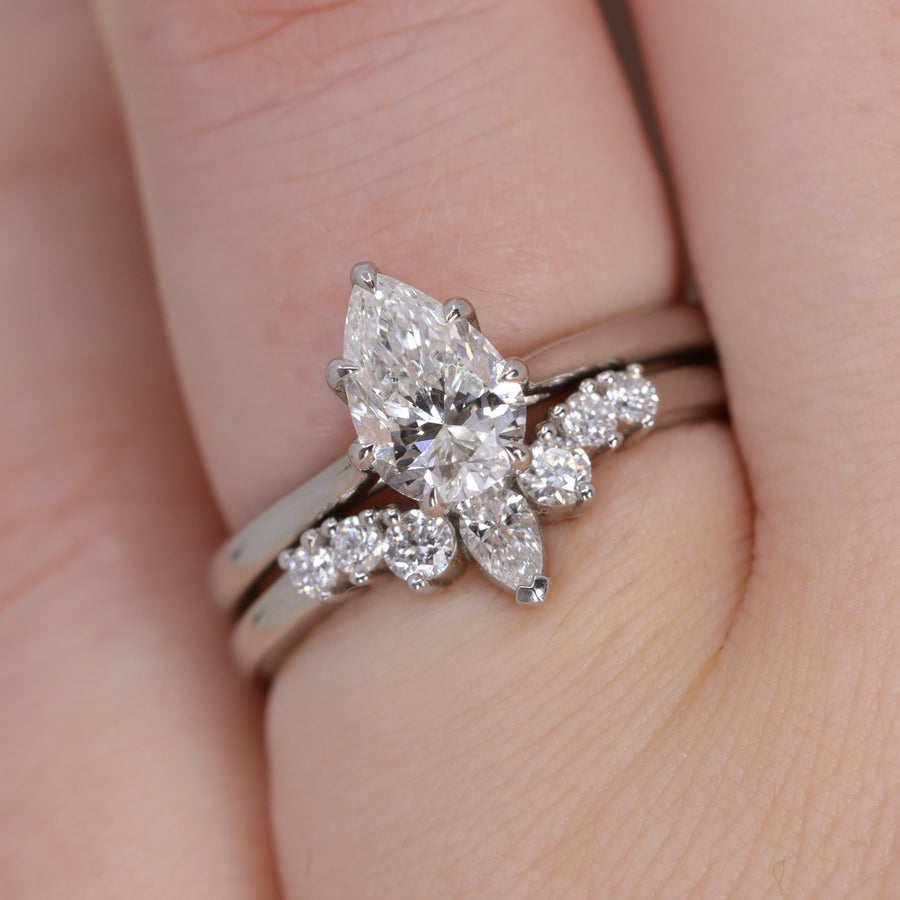 Emma - Pear & Round Diamond Tiara Women's Wedding Ring - Made-to-Order ...