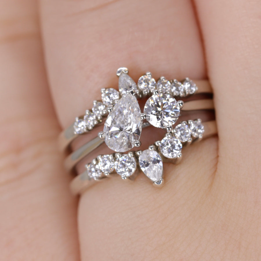 Emma - Pear & Round Diamond Tiara Women's Wedding Ring - Made-to-Order ...