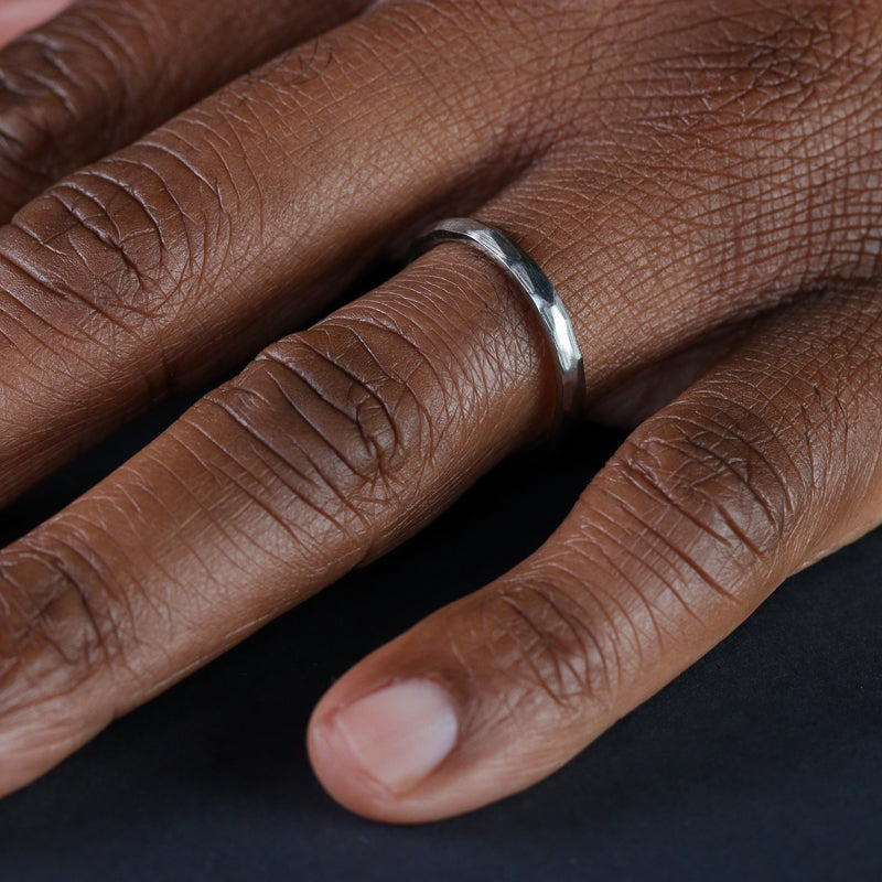 Slim Hammered Stainless Steel Ring - Stainless Steel Wedding Band ...
